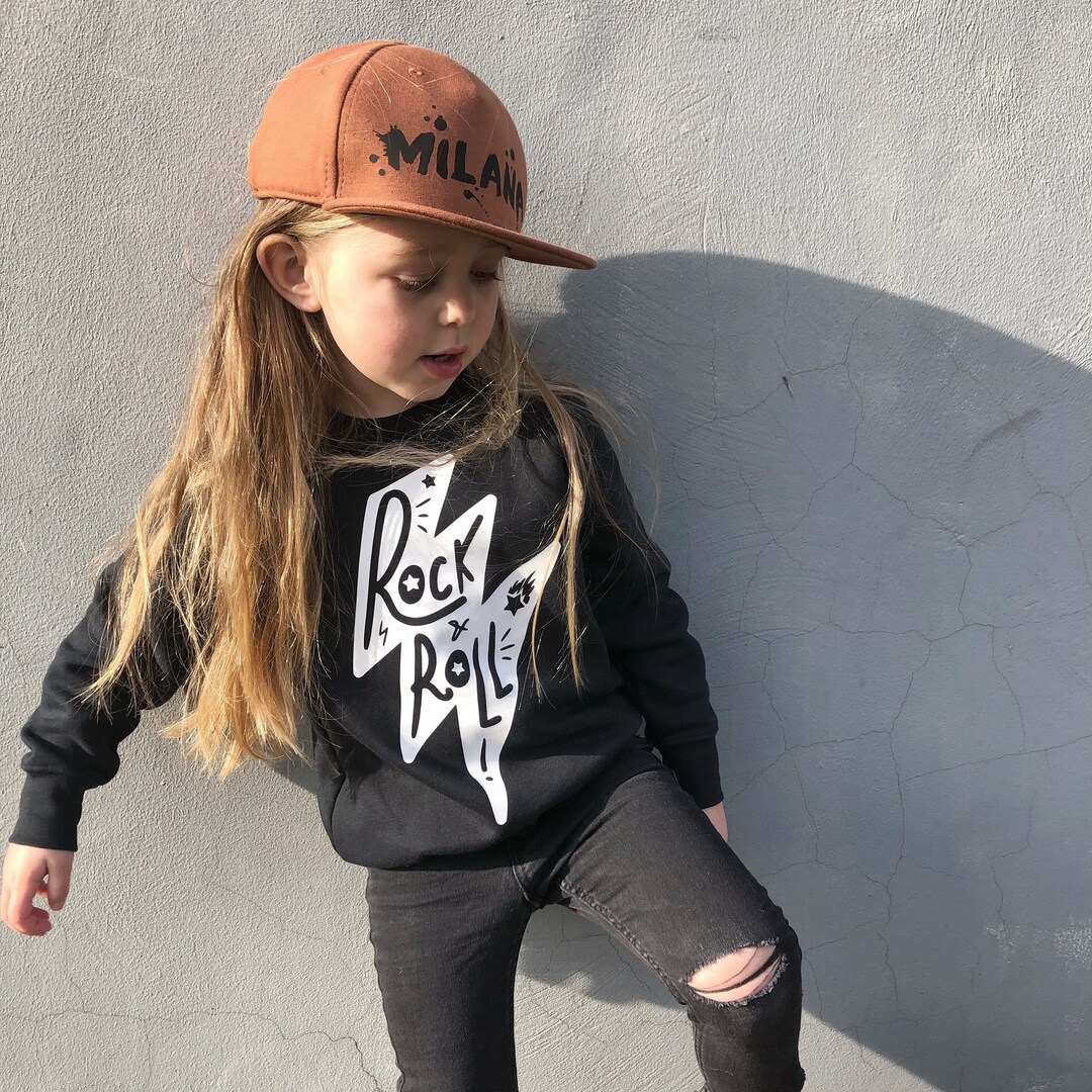 Rock and Roll Kids & Baby Sweater, Rock Music Lightning Bolt Sweatshirt ...