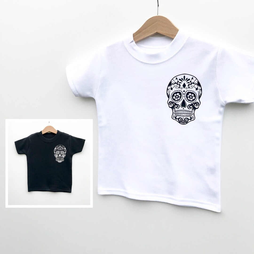 Kids Sugar Skull T-shirt, Day of the Dead Pocket Tee - Etsy