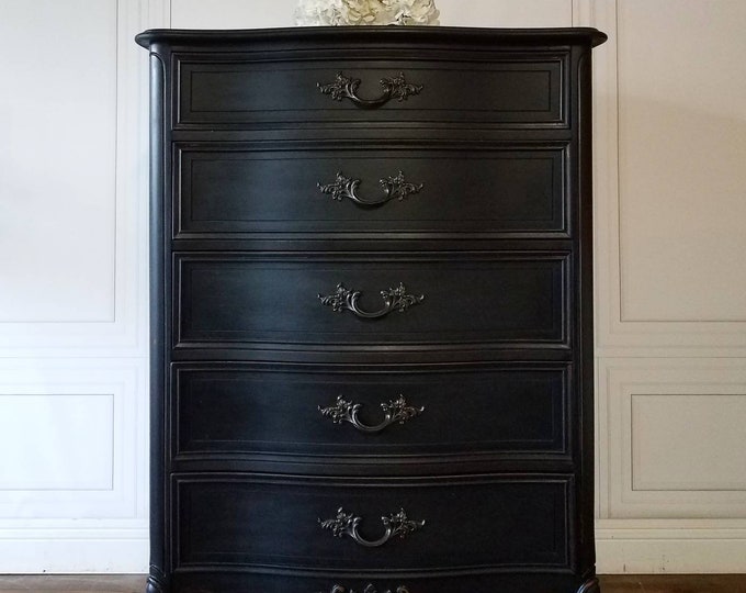 AVAILABLE! Free Shipping! Dixie Boudoir Matte Black Chic Highboy Chest ...