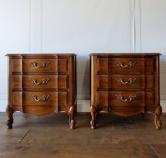 Pick Your Color Free Shipping Vintage French Thomasville Nightstands Pair Glam Hollywood Provincial Bedside Boudoir Accent Etsy