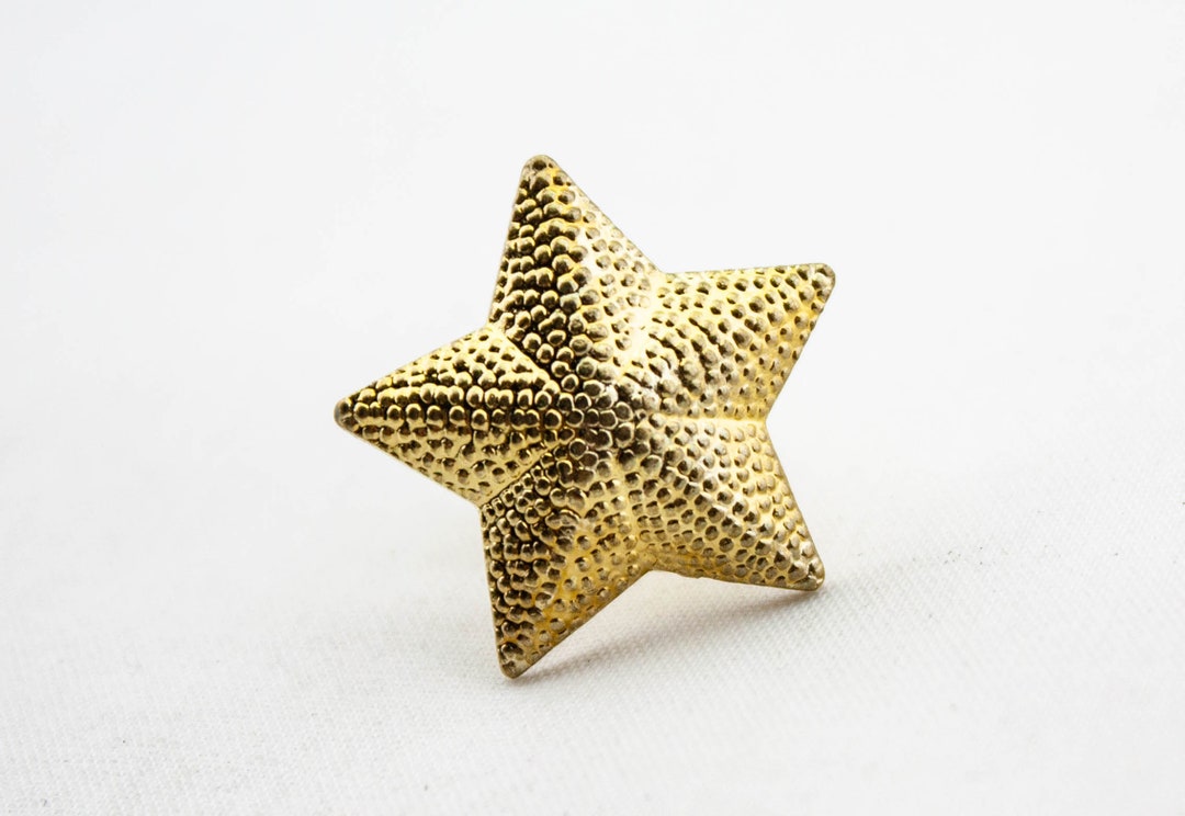 Vintage Gold Tone Textured Metal Pentagon Star Pin Brooch - Etsy