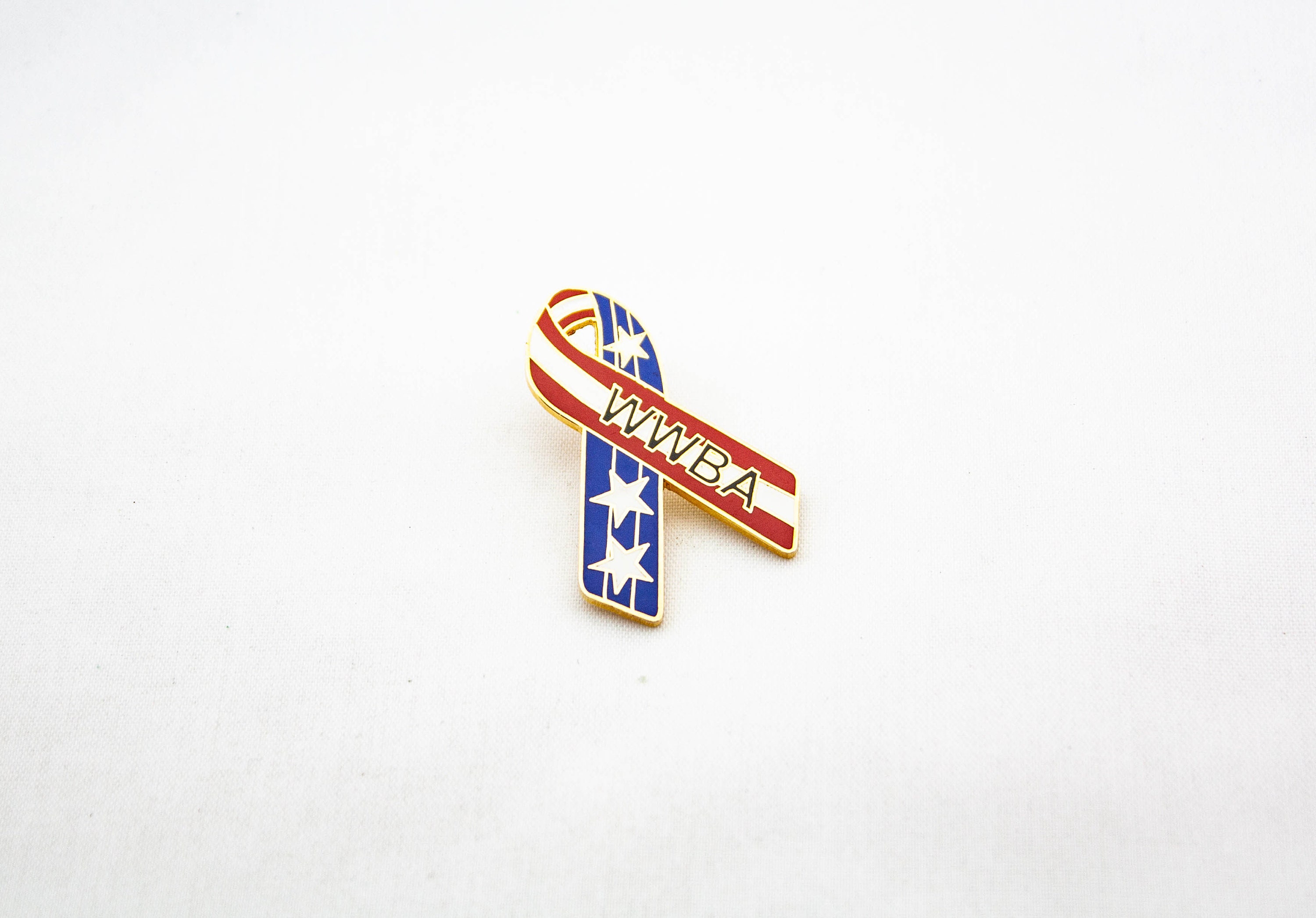 Vintage WWBA Lapel Pin Gold Tone Metal White Blue Red Enamel American ...