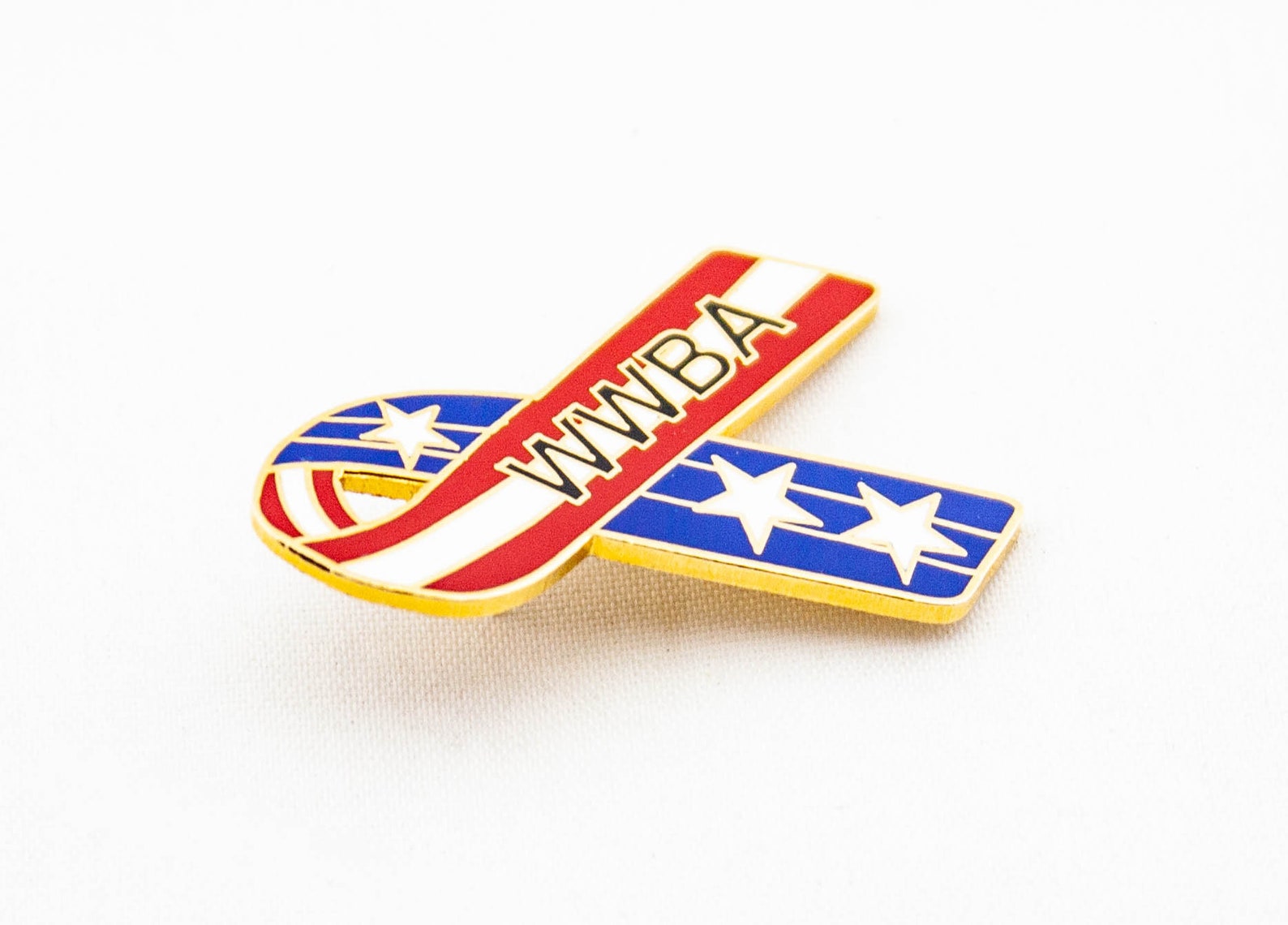 Vintage WWBA Lapel Pin Gold Tone Metal White Blue Red Enamel American ...