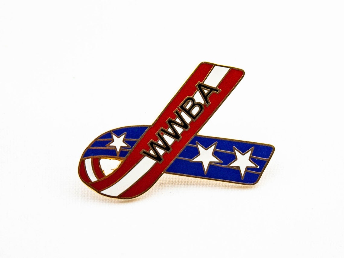 Vintage WWBA Lapel Pin Gold Tone Metal White Blue Red Enamel American ...