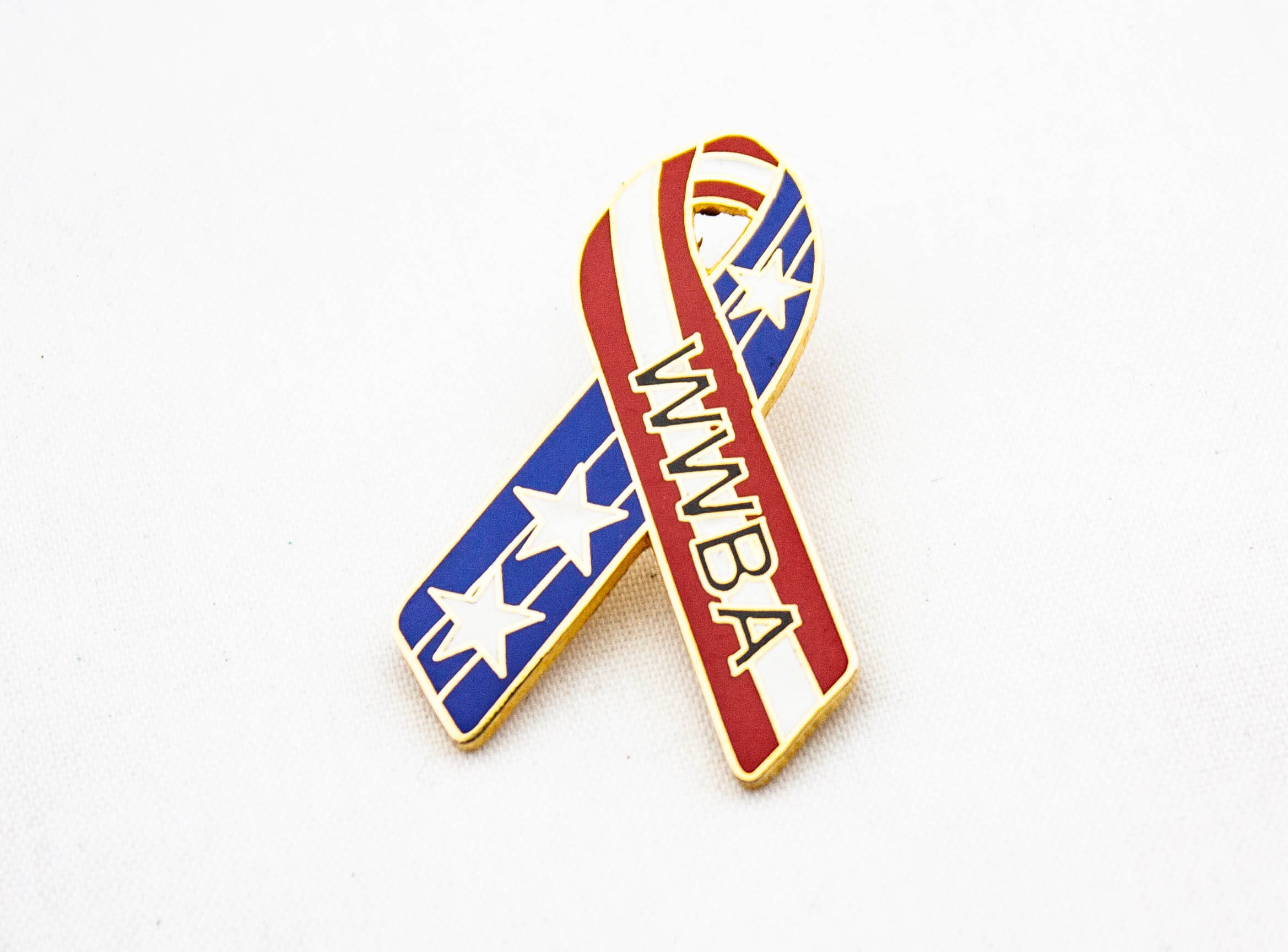 Vintage WWBA Lapel Pin Gold Tone Metal White Blue Red Enamel American ...