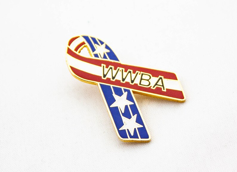 Vintage WWBA Lapel Pin Gold Tone Metal White Blue Red Enamel American ...
