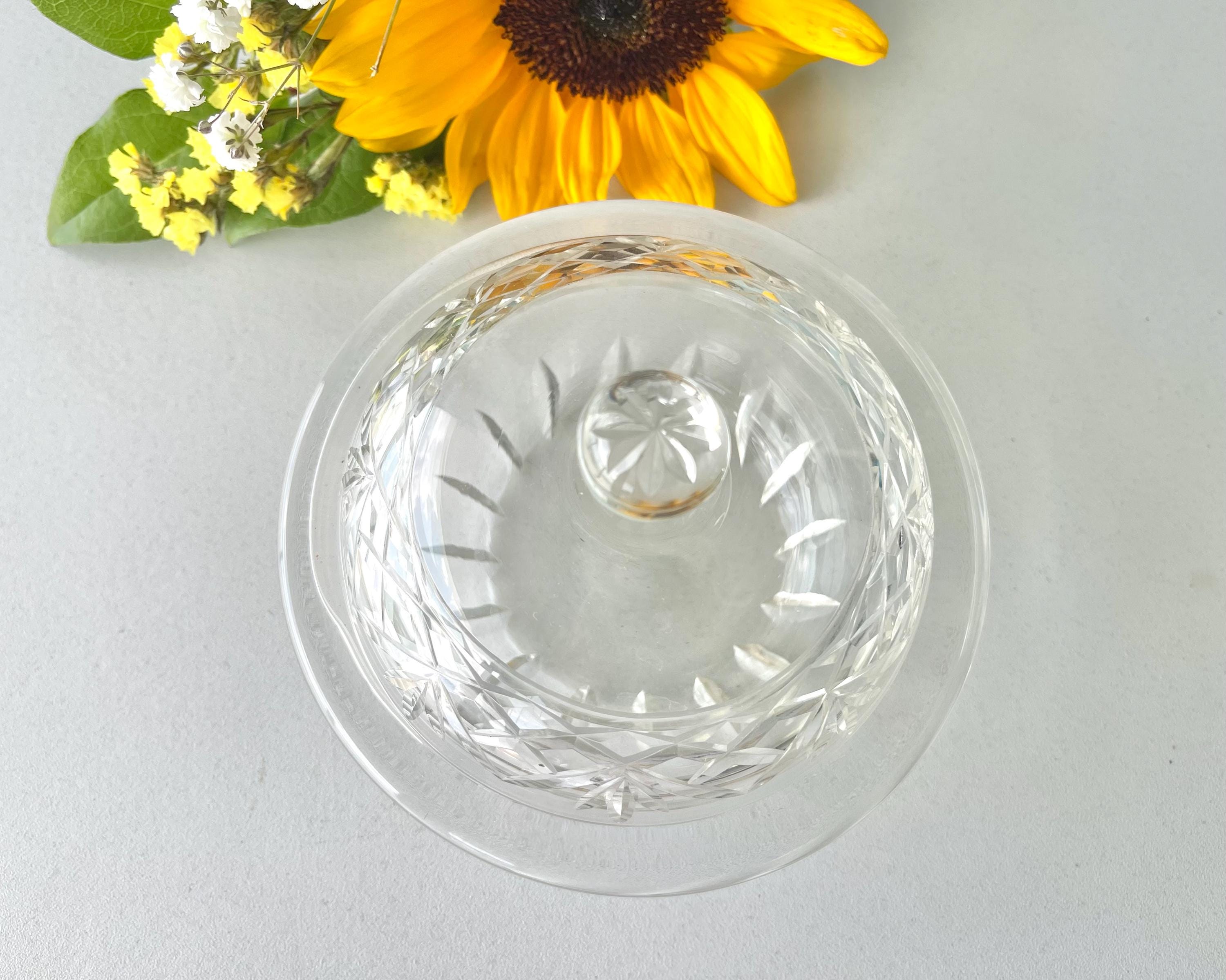 Vintage Cut Glass Powder Bowl With Lid : Mid Century Vanity or Bonbon ...