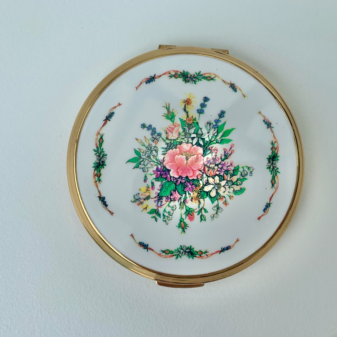 Stratton Vintage Compact for Loose or Pressed Powder, 1990s Pink Floral ...