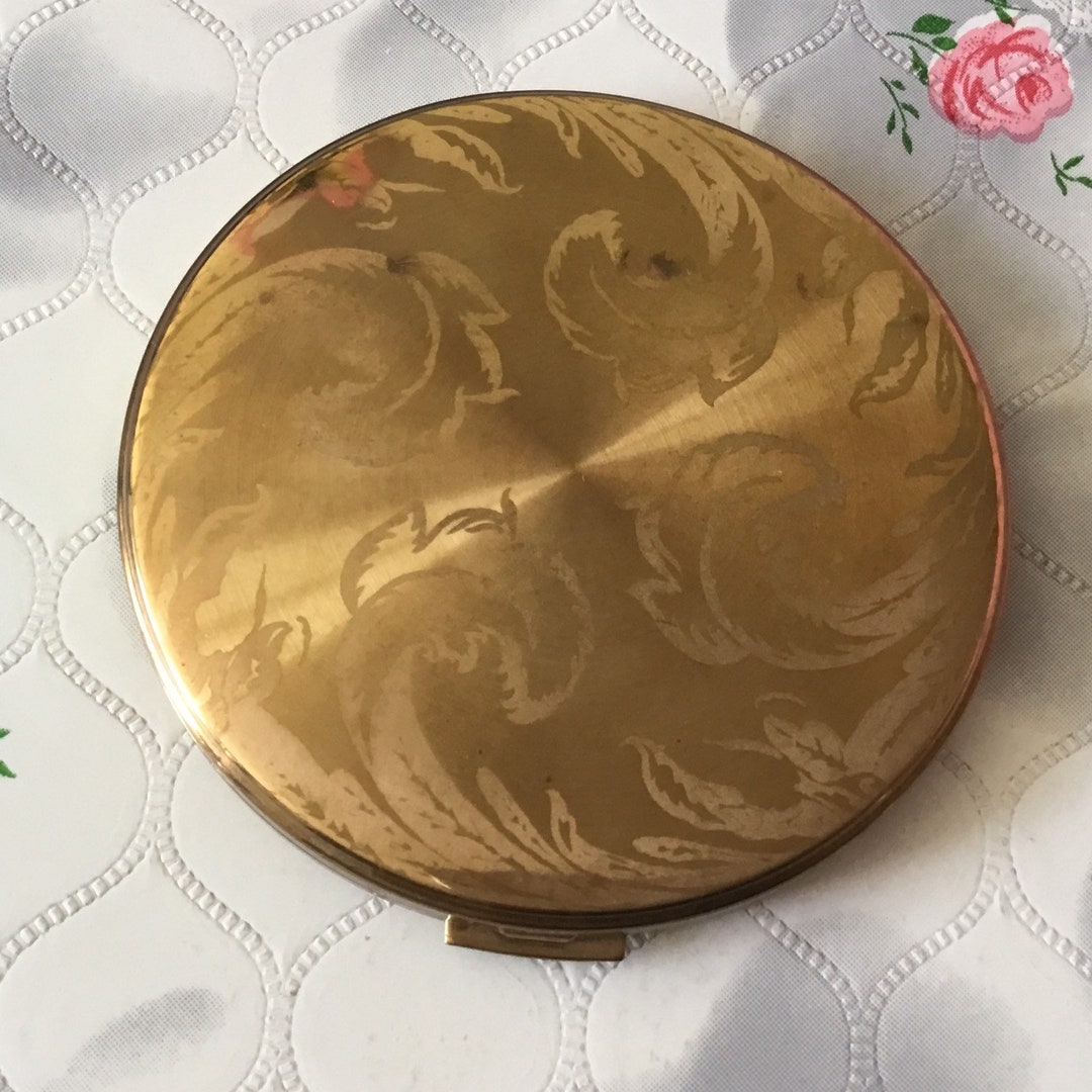 Vogue Vanities Loose Powder Compact With Gold With Leaves C - Etsy