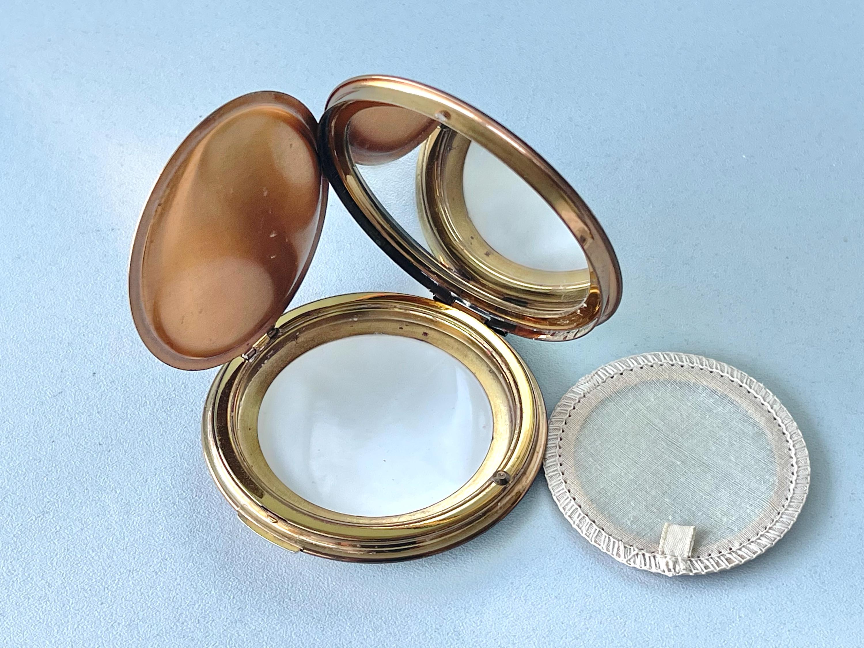 Vintage Stratton Powder Compact : Embroidered Pink Roses, Floral Makeup ...
