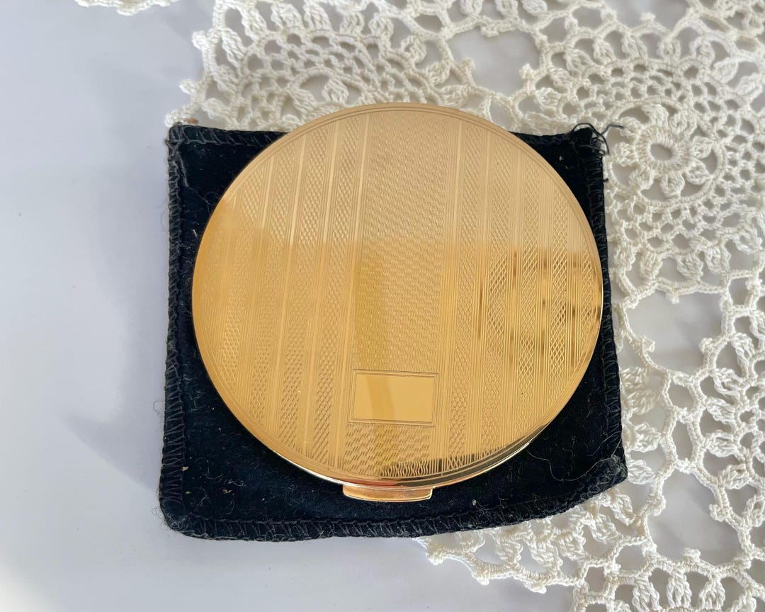 Vintage Stratton Powder Compact : Gold Tone Round Makeup Mirror - Etsy