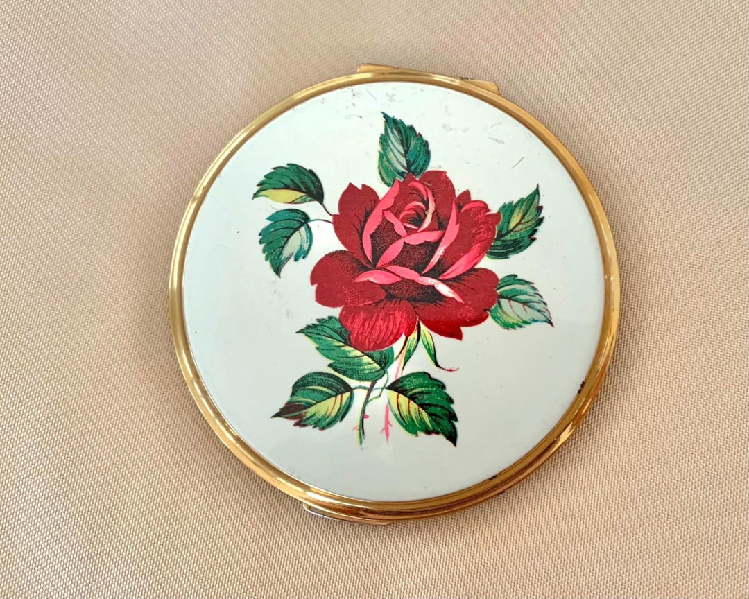 Stratton Convertible Powder Compact With Red Rose, C1960s to 1970s - Etsy