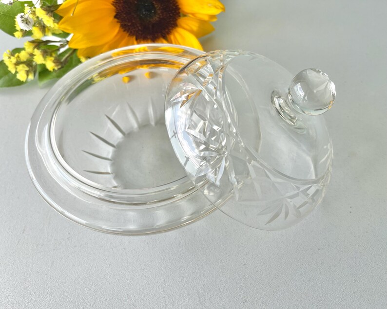 Vintage Cut Glass Powder Bowl With Lid : Mid Century Vanity or Bonbon ...