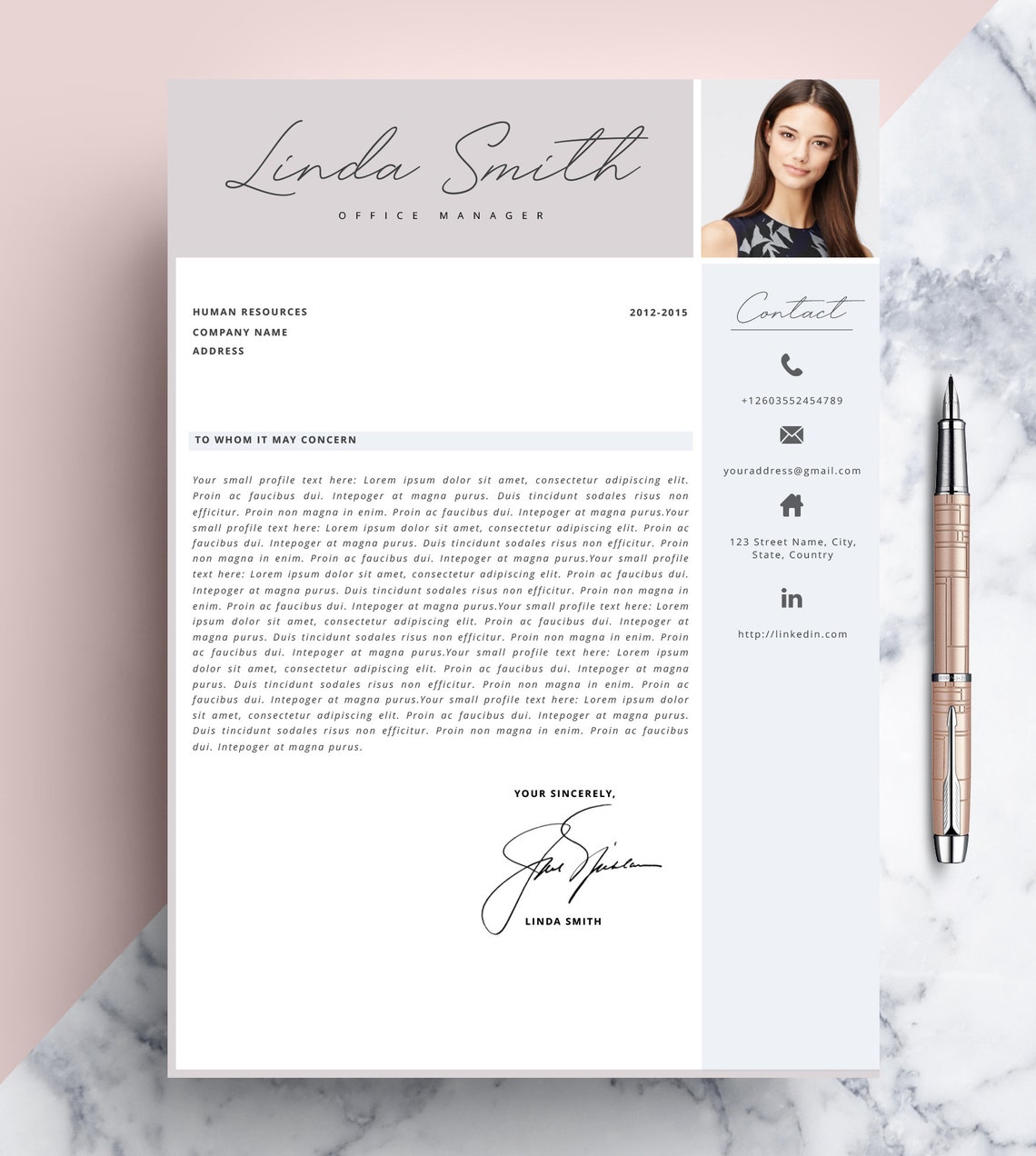 Resume Template Word, CV Design, Resume Template, CV Word, Simple ...