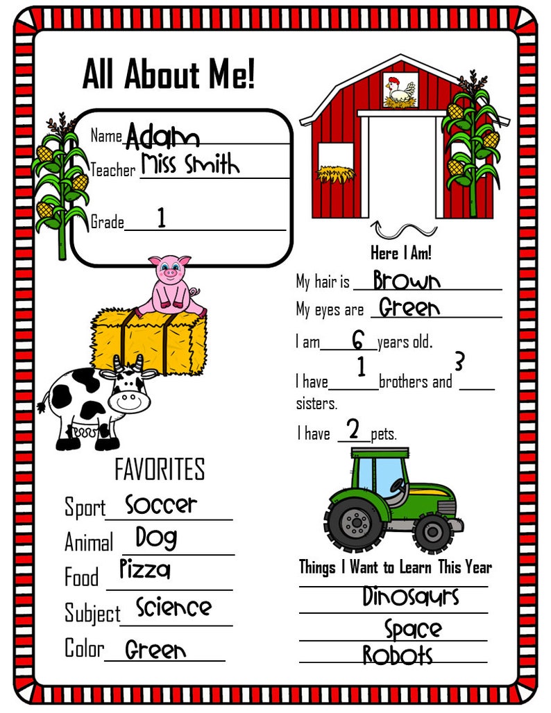 All About Me Worksheets Posters Signs Prek - 1st Back to School ...