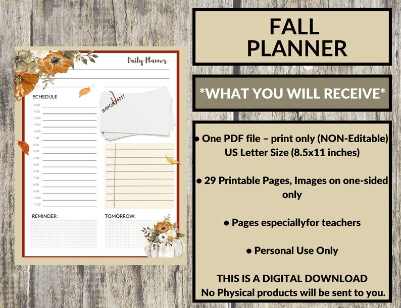 Fall Printable Planner | Printable Fall Planner | Fall Printables ...