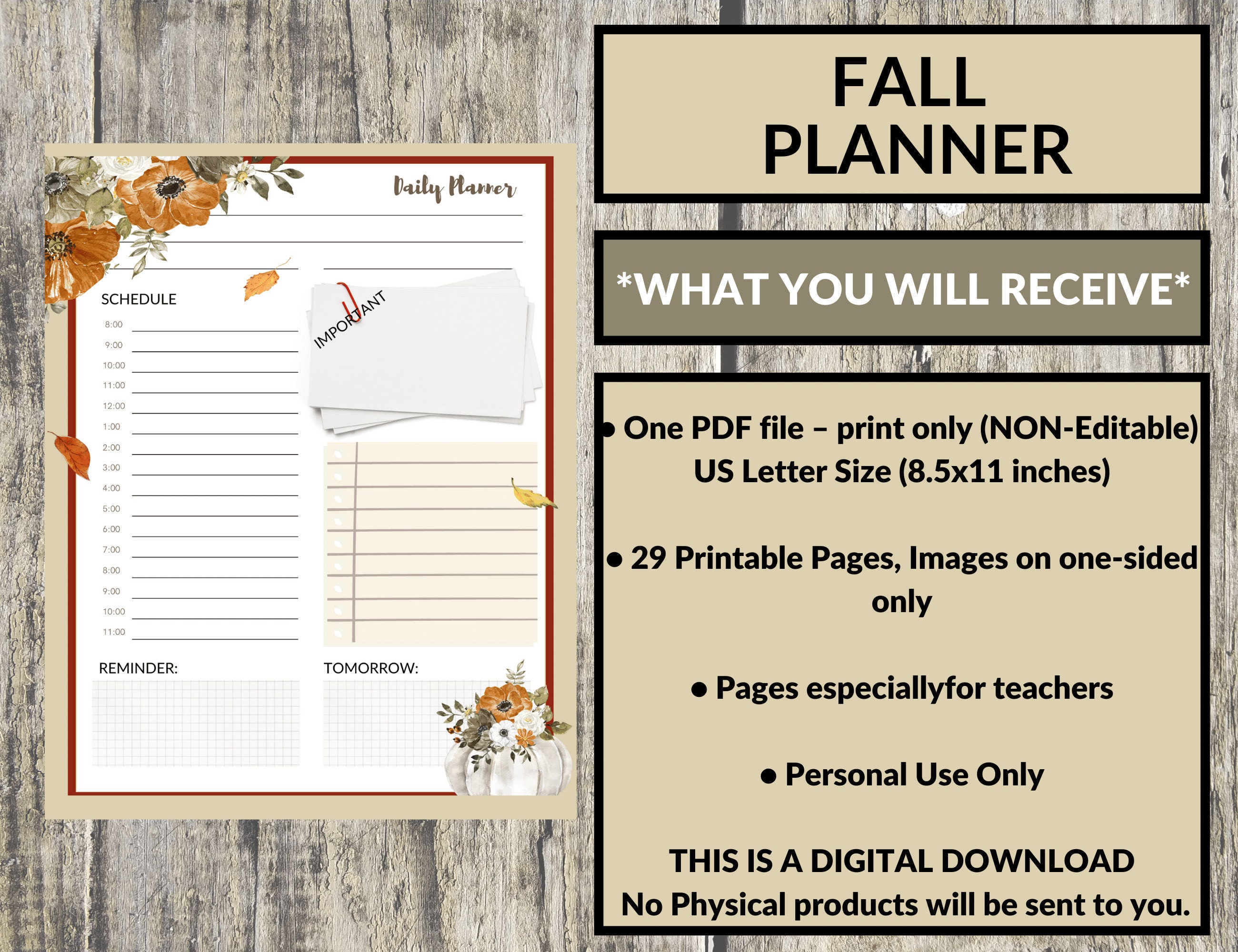 Fall Printable Planner | Printable Fall Planner | Fall Printables ...