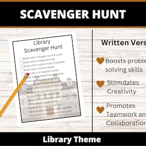 Scavenger Hunt for Kids Family Library Activity Instant Download ...