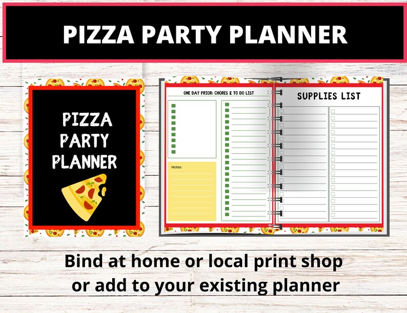 Pizza Party Planner, Back to School Party Birthday Planner, Event ...