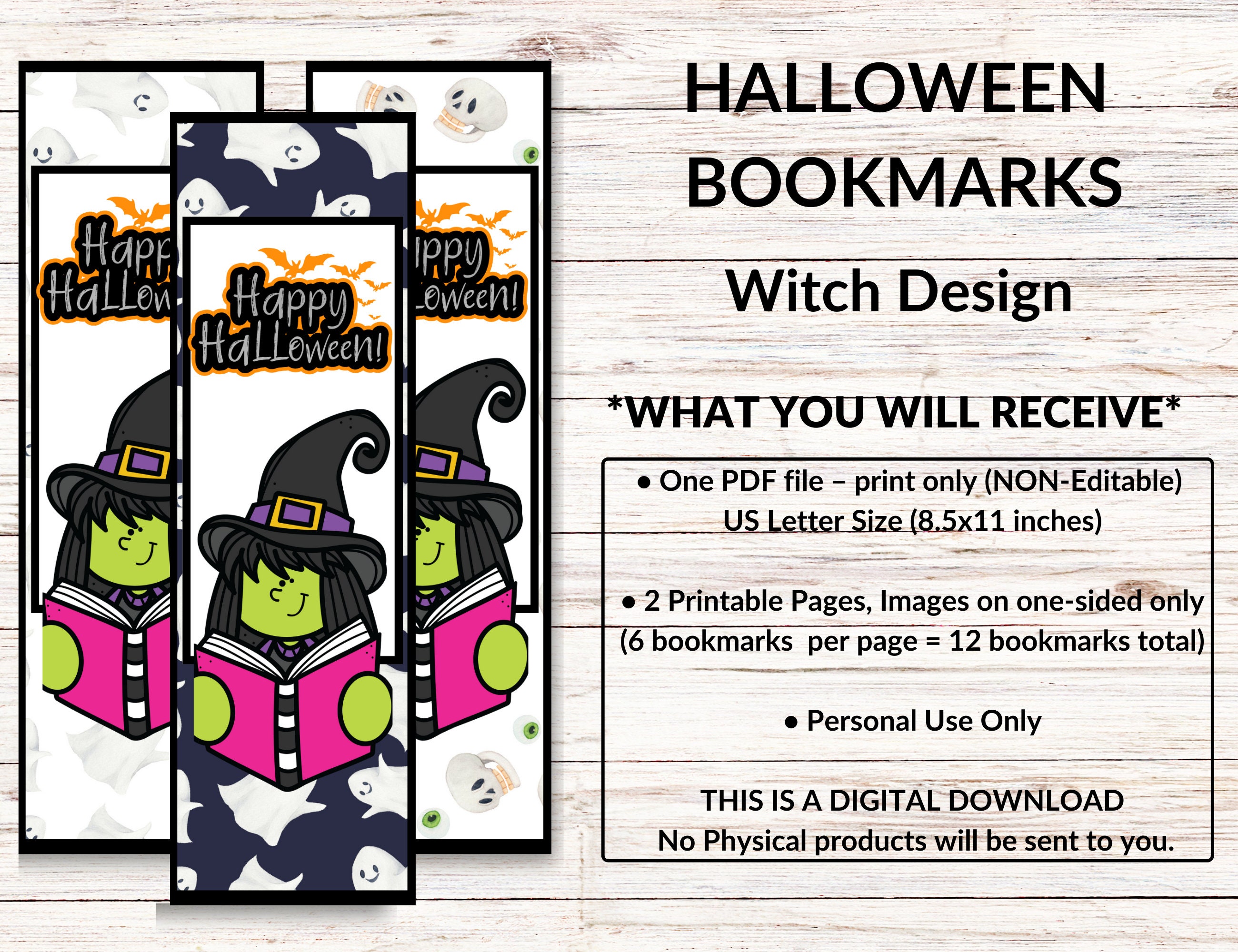Printable Halloween Bookmarks for Kids, Halloween Printables for ...