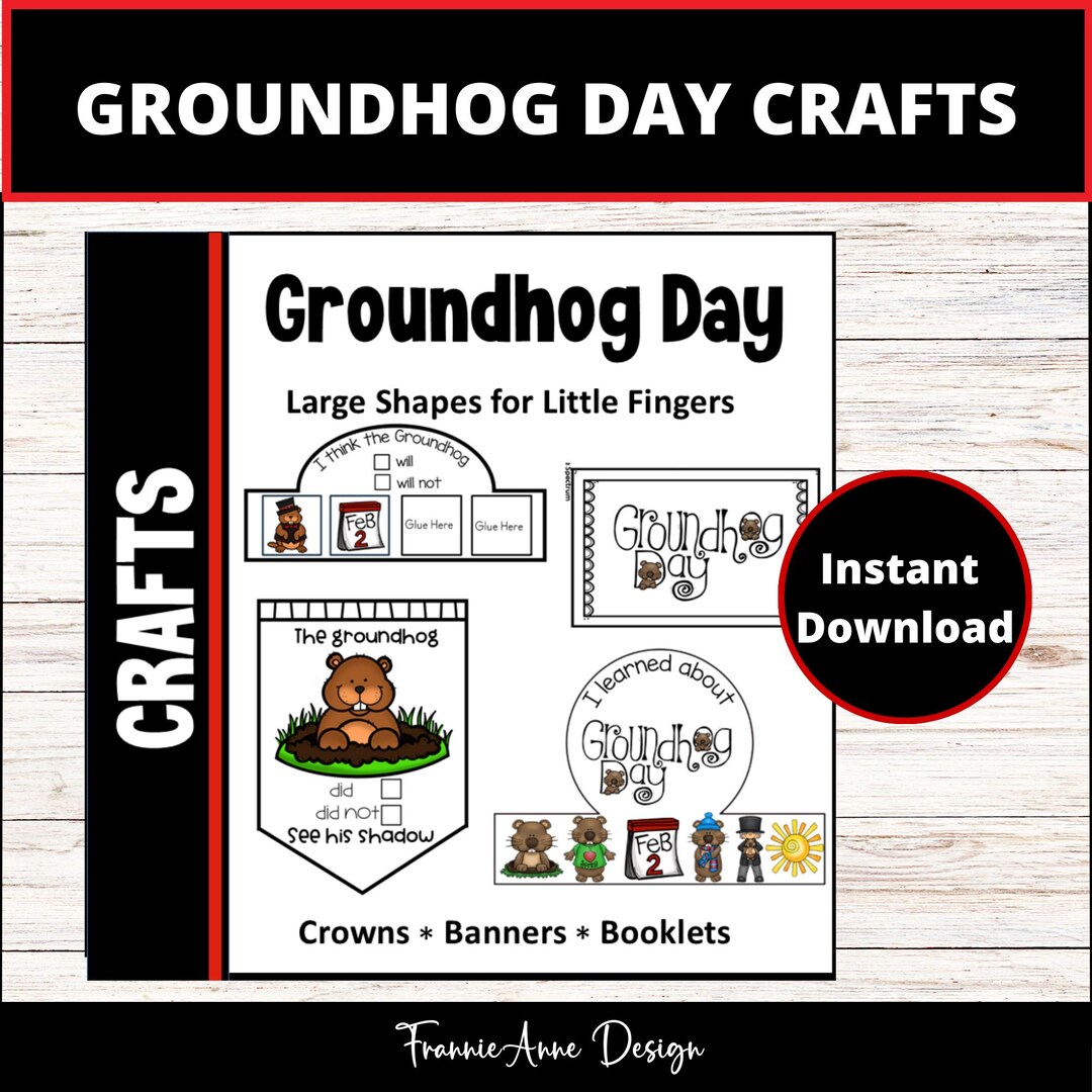 Groundhog Day Coloring Craft Activities for Kids, Crowns Banners and ...