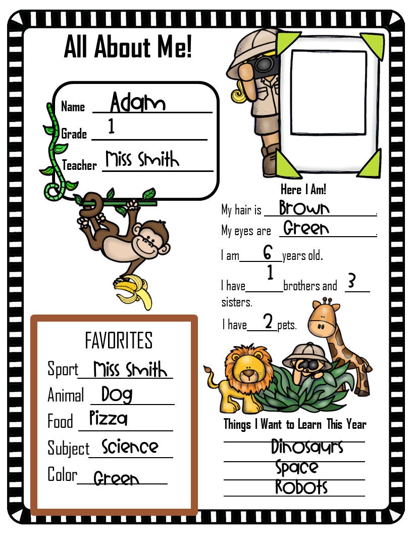 All About Me Worksheets/posters Prek - 1st Back to School Activities ...