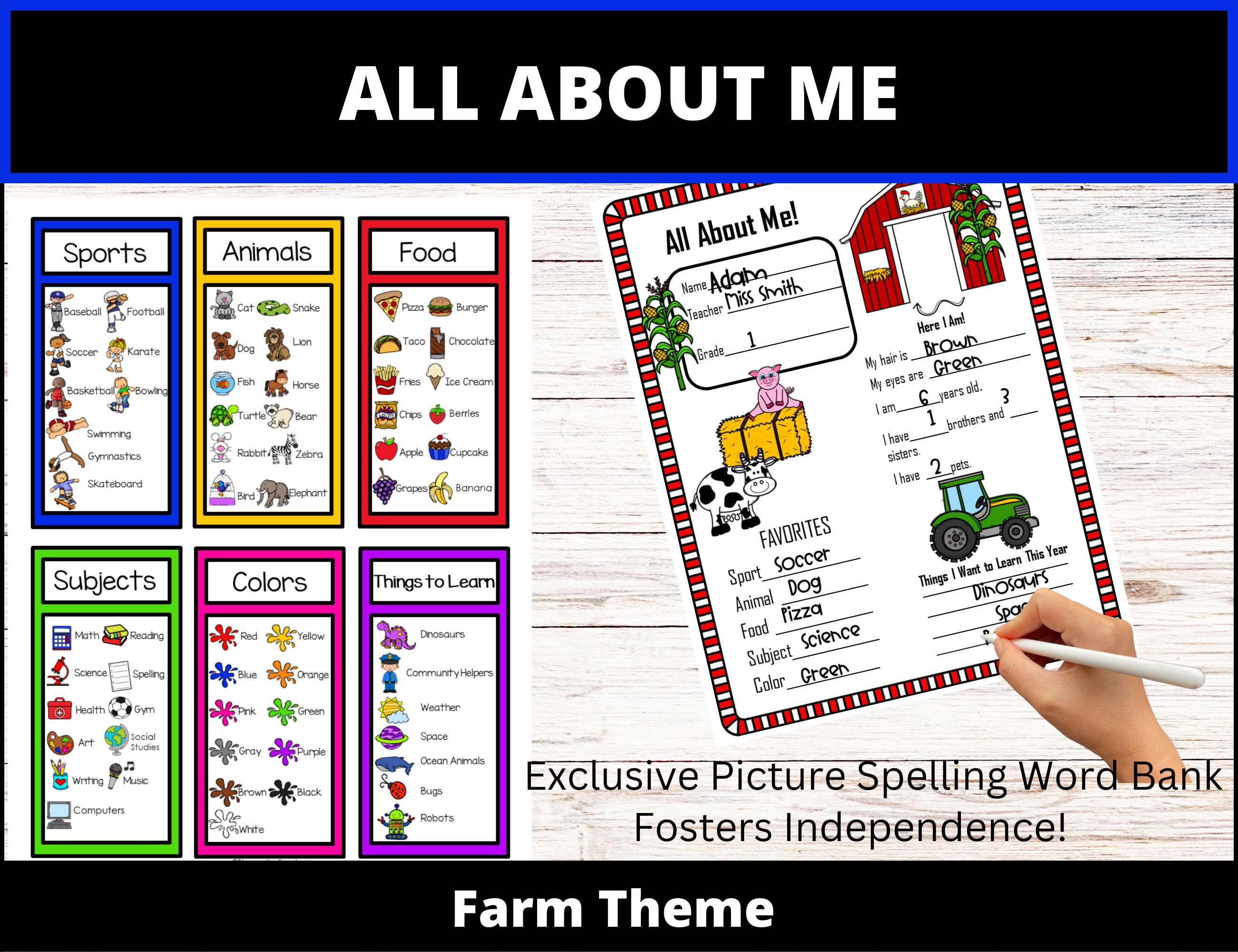 All About Me Worksheets Posters Signs Prek - 1st Back to School ...