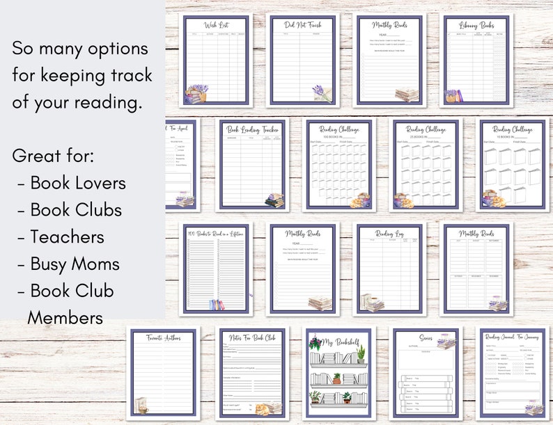 Printable Reading Journal Book Tracker Read Log Challenges Review - Etsy