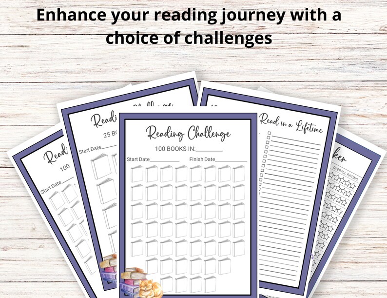 Printable Reading Journal Book Tracker Read Log Challenges Review - Etsy