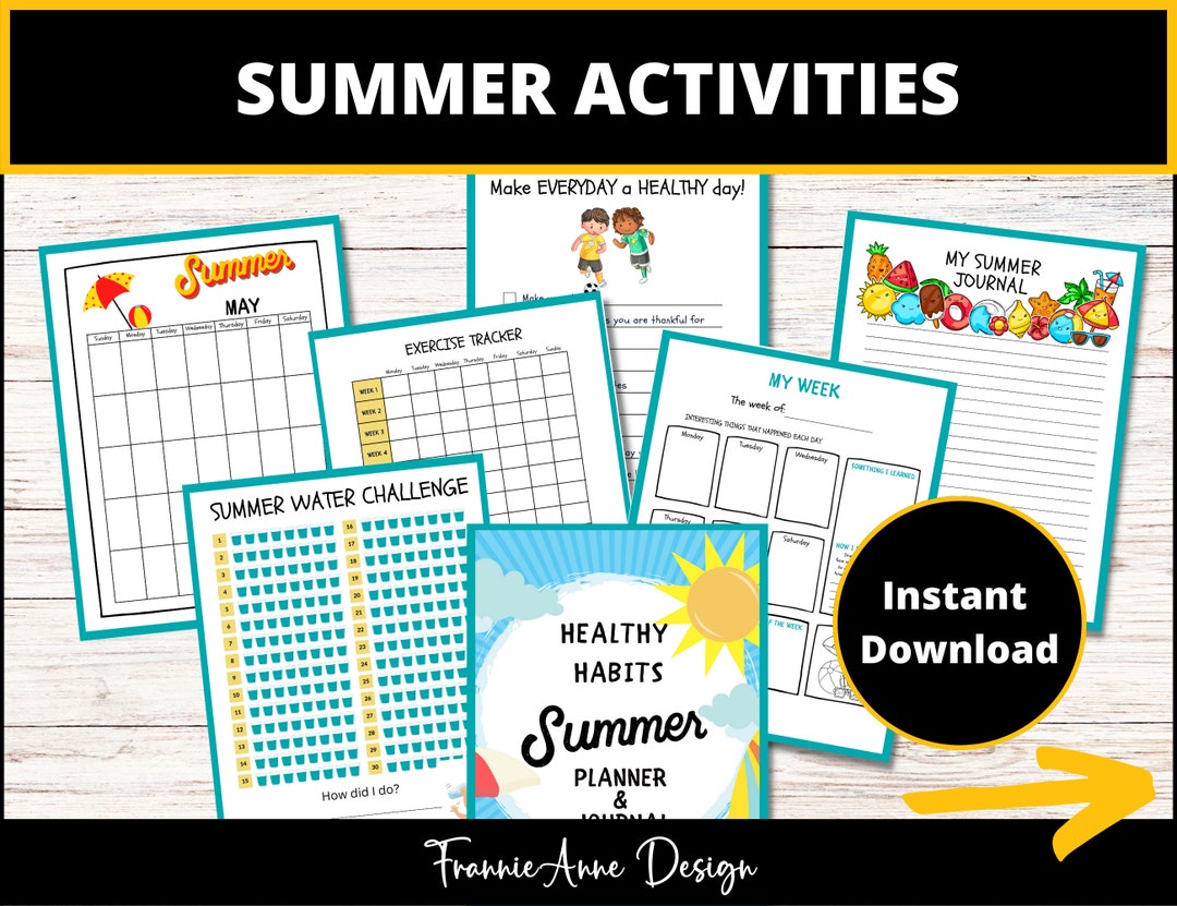 Summer Activities Healthy Habits Planner and Journal | Calendars ...