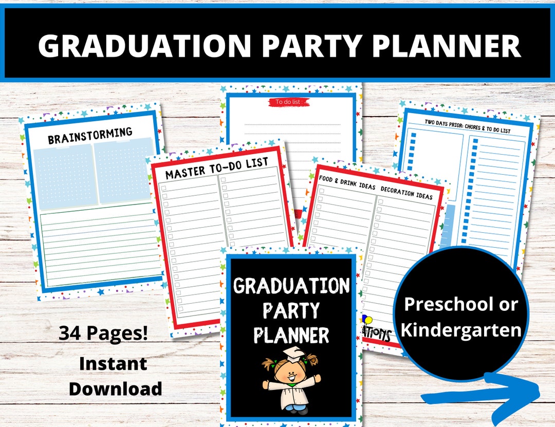 Graduation Party Planner Celebration Preschool Kindergarton End of Year ...