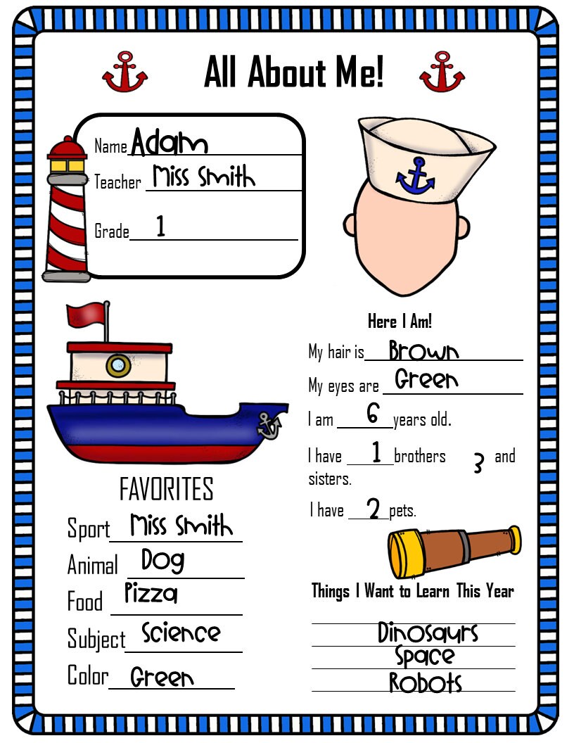 All About Me Worksheets Posters Signs Prek - 1st Back to School ...