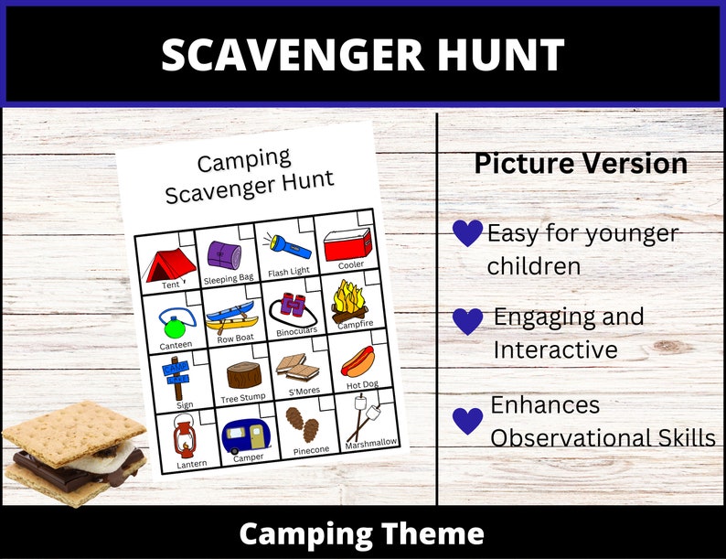 Camping Scavenger Hunt for Kids Family Camping Activity Instant ...