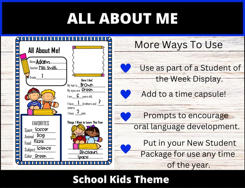 All About Me Worksheets Posters Signs Prek 1st Back to School ...