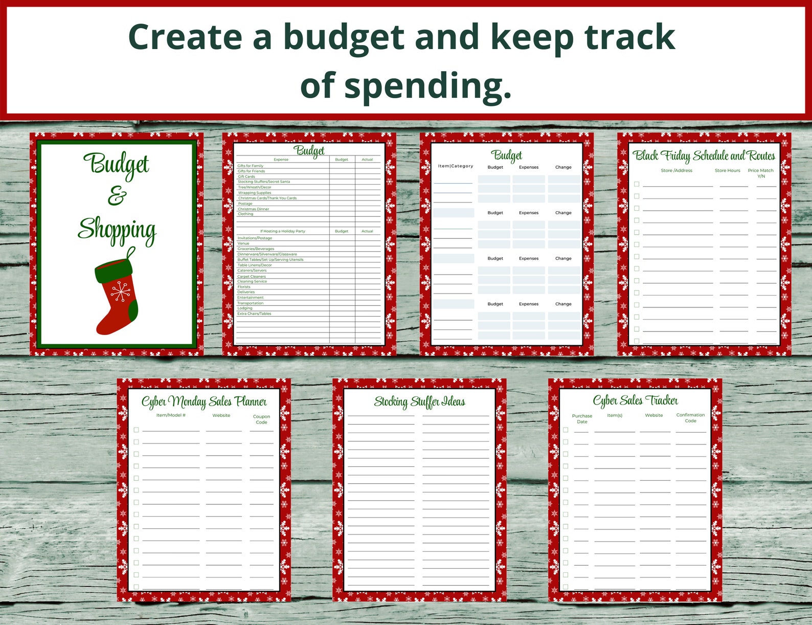 Christmas Planner Printable: Holiday Organizer, Gift List, Budget (PDF ...