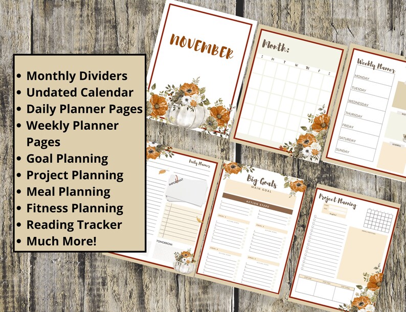 Fall Printable Planner Printable Fall Planner Fall - Etsy