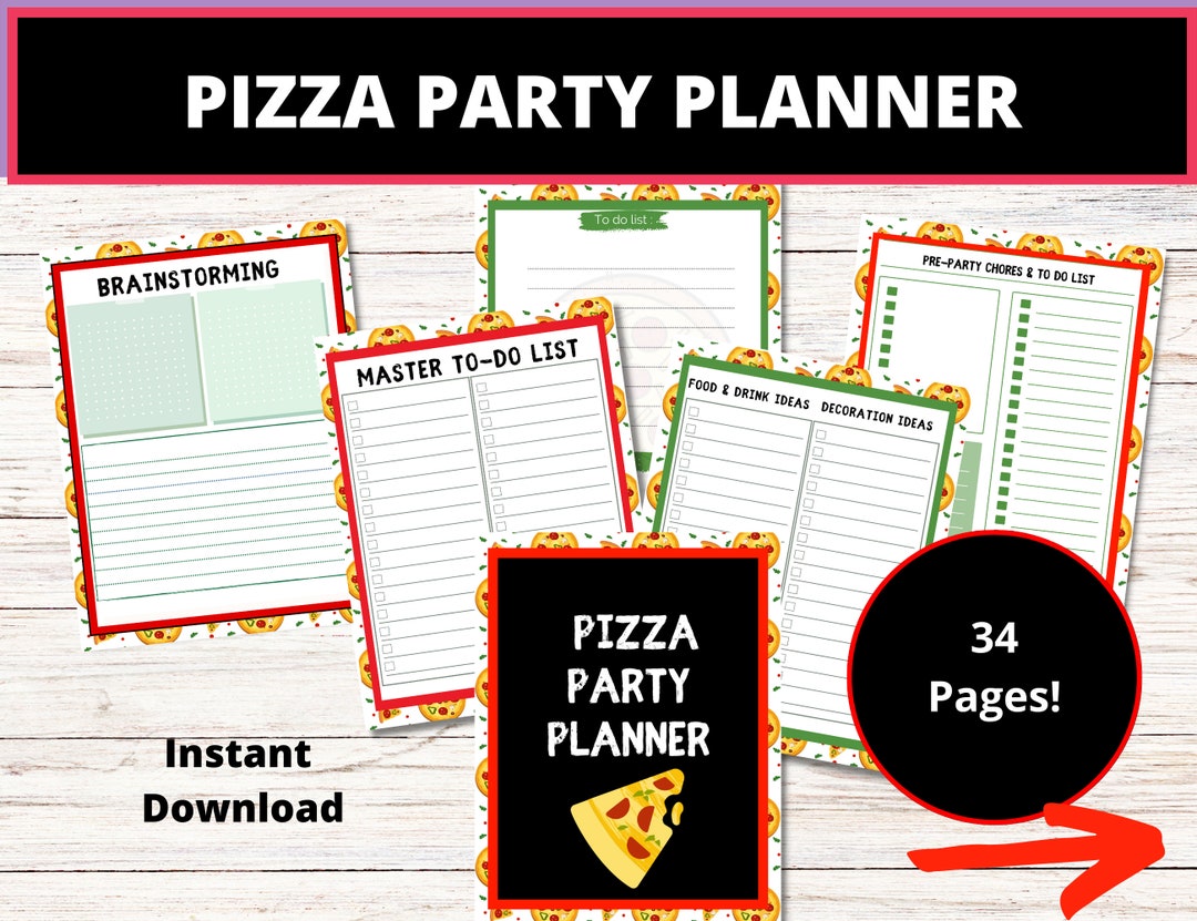 Pizza Party Planner, Back to School Party Birthday Planner, Event ...