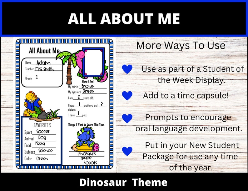 All About Me Worksheets/posters Prek - 1st Back to School Activities ...