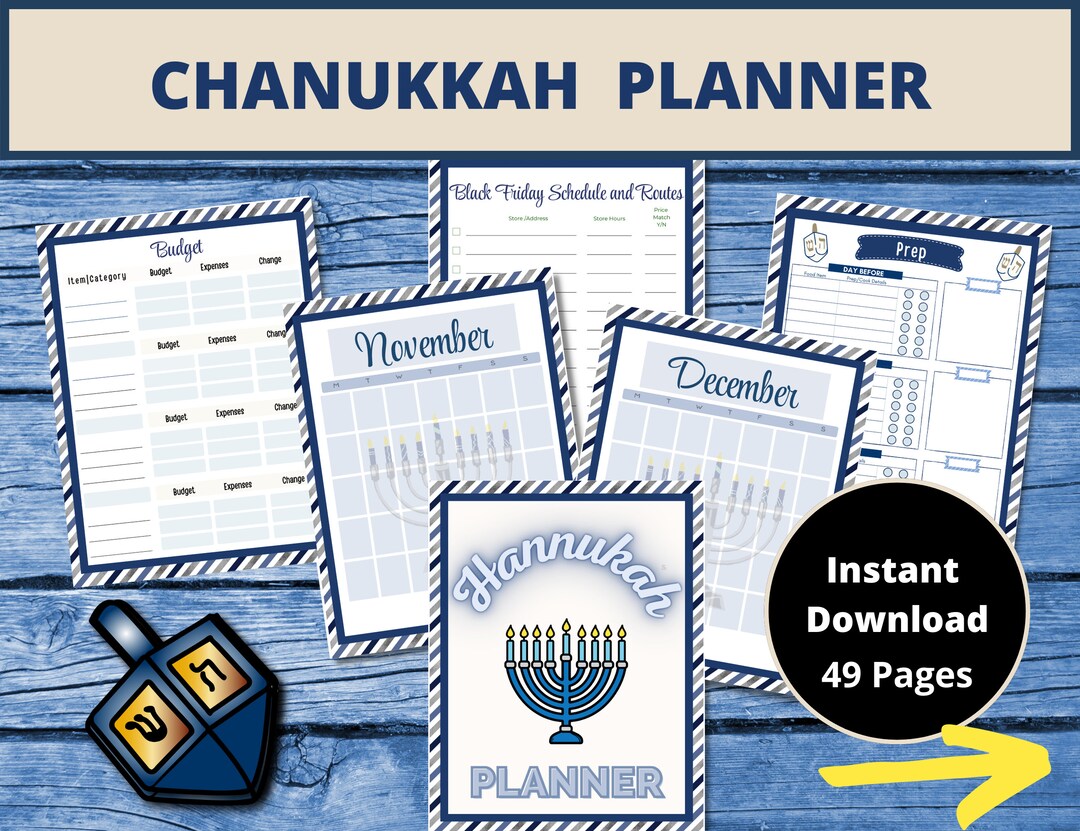 Hanukkah Planner Pages/ Holiday Journal Printable/budget Tracker, Gift ...