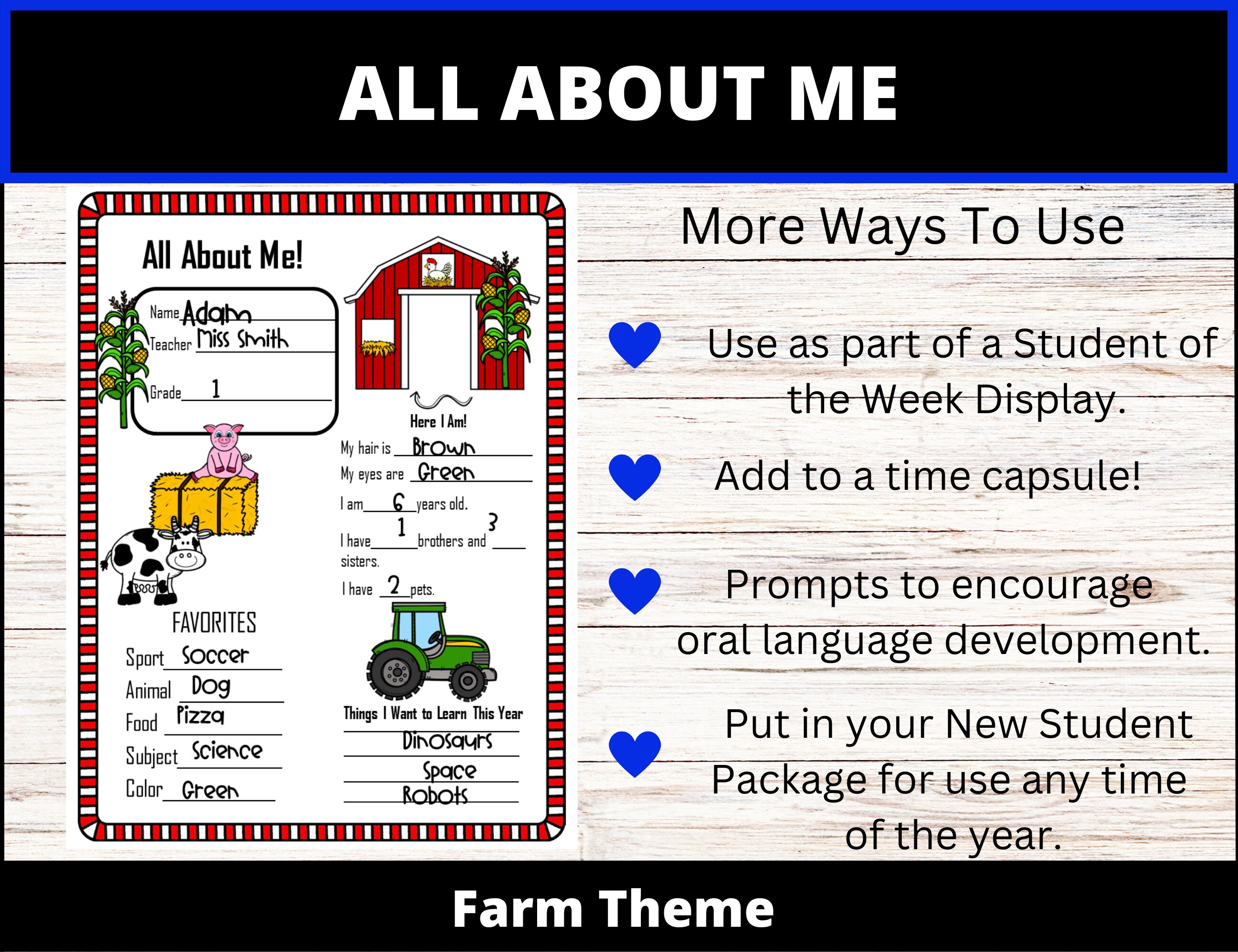 All About Me Worksheets Posters Signs Prek - 1st Back to School ...