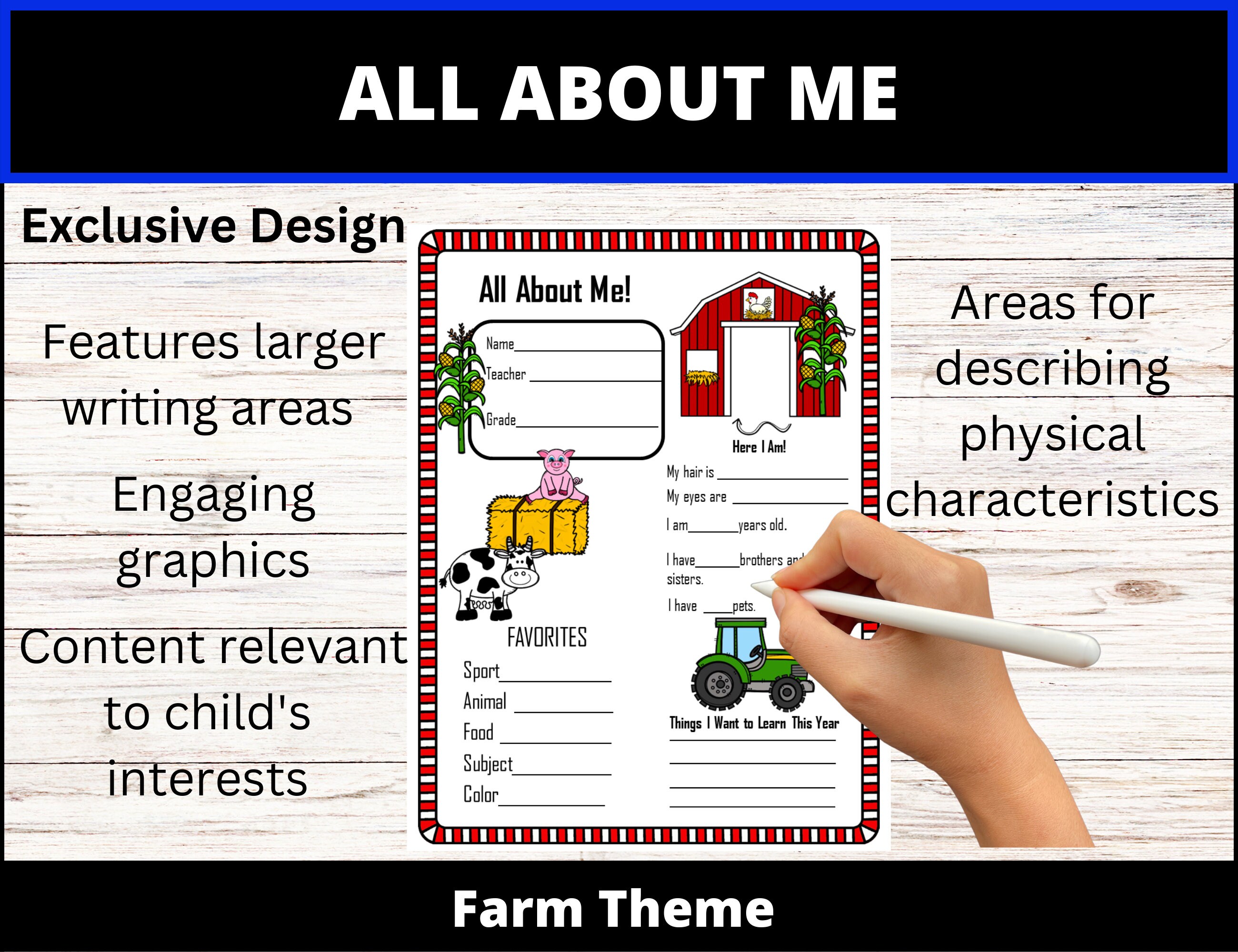 All About Me Worksheets Posters Signs Prek - 1st Back to School ...
