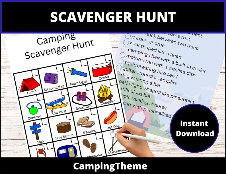 Camping Scavenger Hunt for Kids Family Camping Activity Instant ...