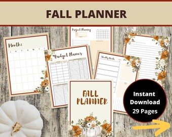 Fall Autumn Printable Planner | Printable Fall Planner | Fall ...