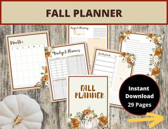 Fall Printable Planner Printable Fall Planner Fall - Etsy