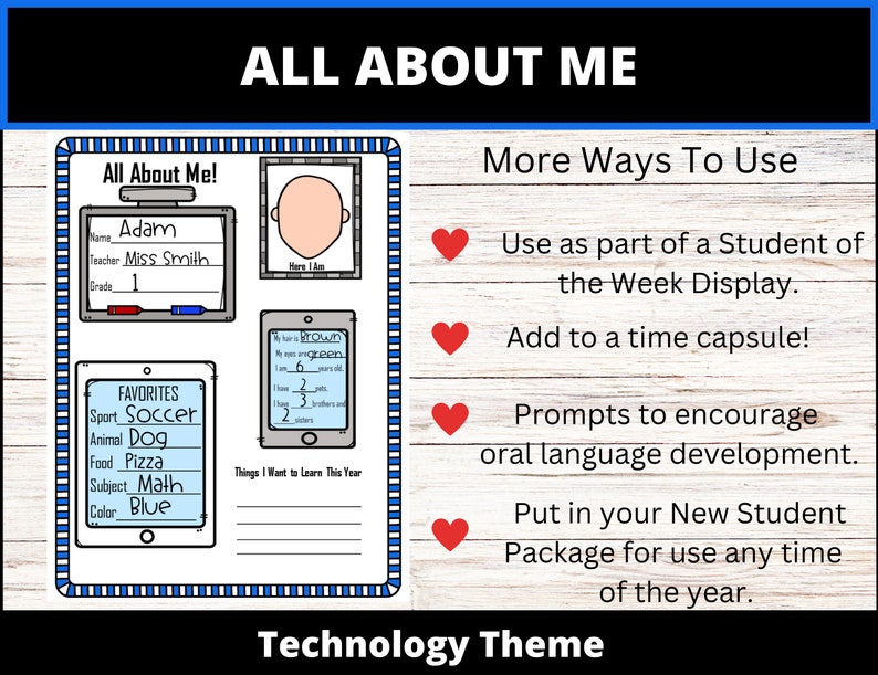 All About Me Worksheets Posters Signs Prek - 1st Back to School ...