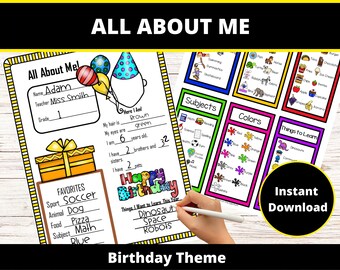 Printable First Day of School Sign All About Me Instant - Etsy