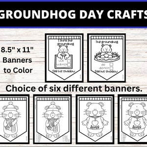 Groundhog Day Coloring Craft Activities for Kids, Crowns Banners and ...