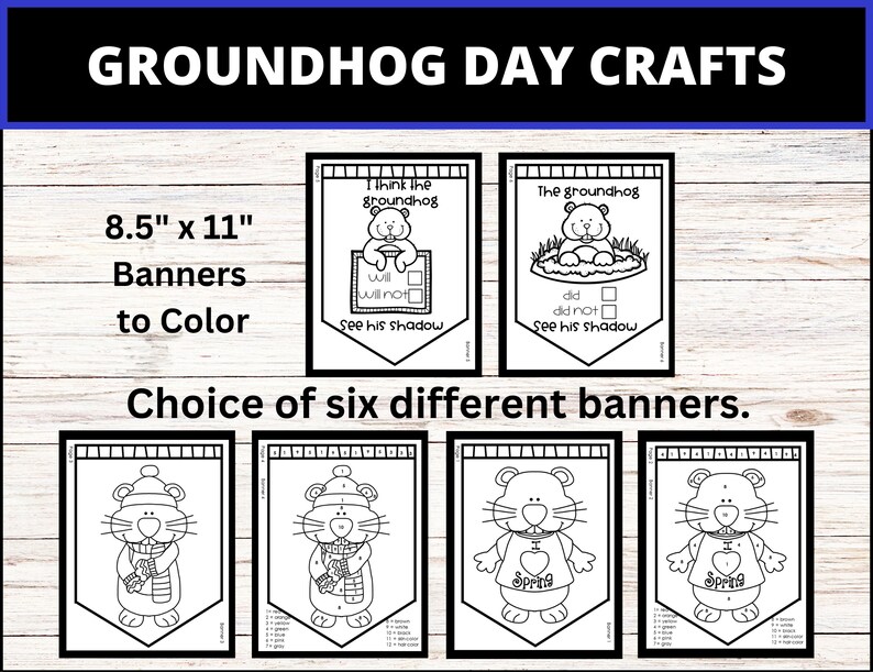 Groundhog Day Coloring Craft Activities for Kids, Crowns Banners and ...