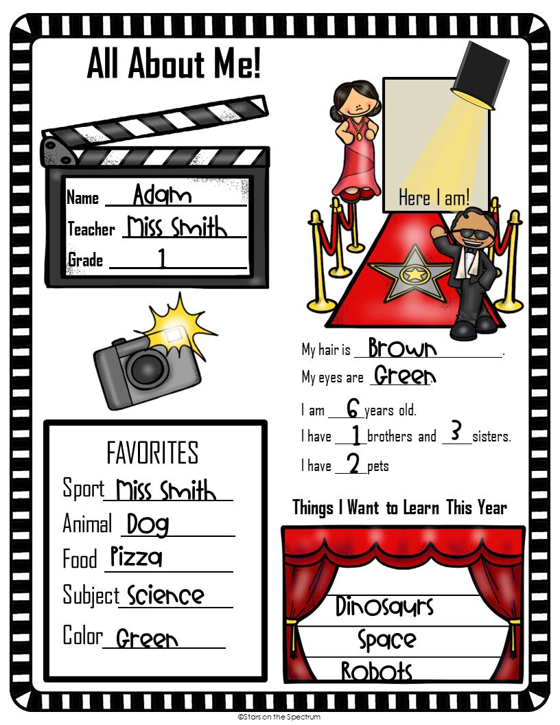 All About Me Worksheets/posters Prek 1st Back to School Activities ...