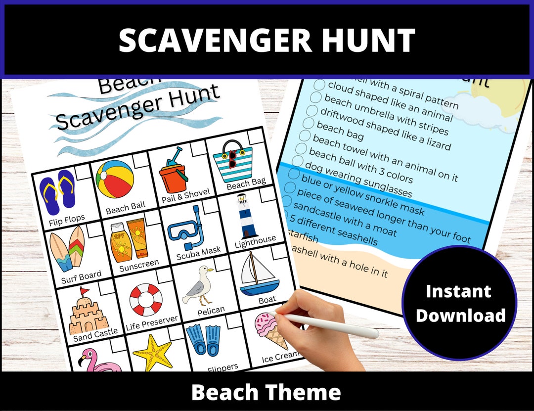 Beach Scavenger Hunt for Kids Family Beach Activity Instant Download ...